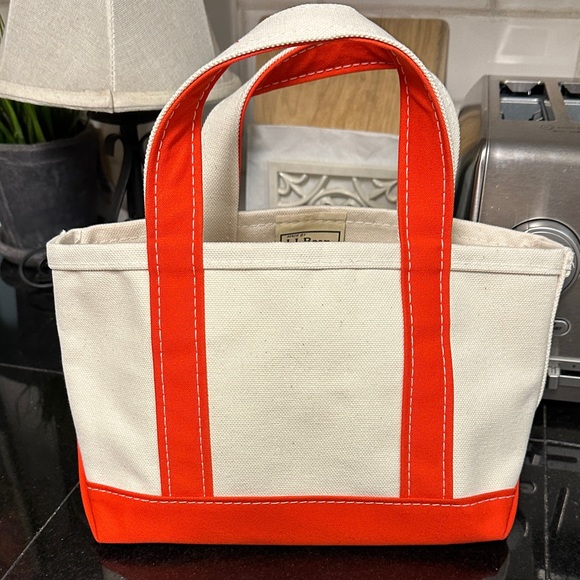 L.L. Bean | Bags | Ll Bean Canvas Tote With Bold Orange Accents | Poshmark